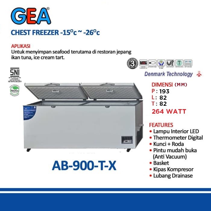 Jual GEA AB-900-T-X -Chest Freezer Daging Frozen Food AB900TX AB900 AB900T - Jabodetabek ...