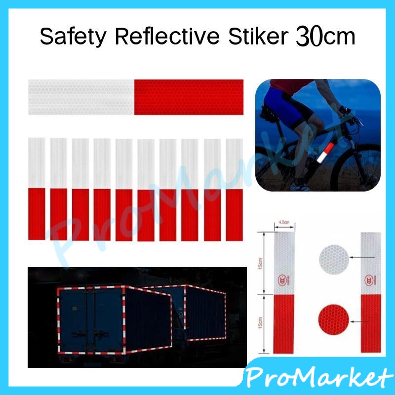 Jual Sticker Safety Reflective Stiker Merah Putih Luminasi Mobil Motor ...