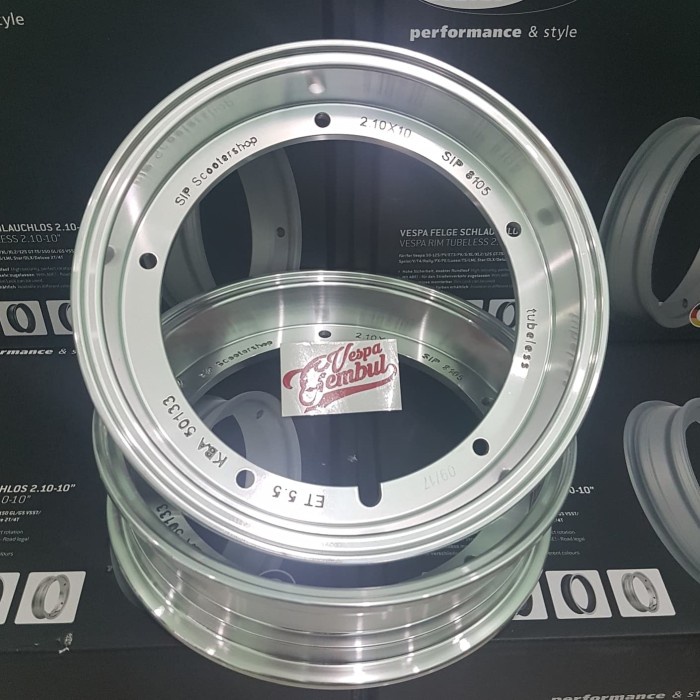 Jual velg tubeless SIP polished ring 10 2.10 vespa | Shopee Indonesia