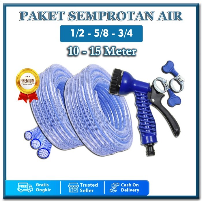 Jual PAKET SEMPROTAN SELANG AIR 1/2 5/8 3/4 INCH 10-15 METER 1 ROL JET ...