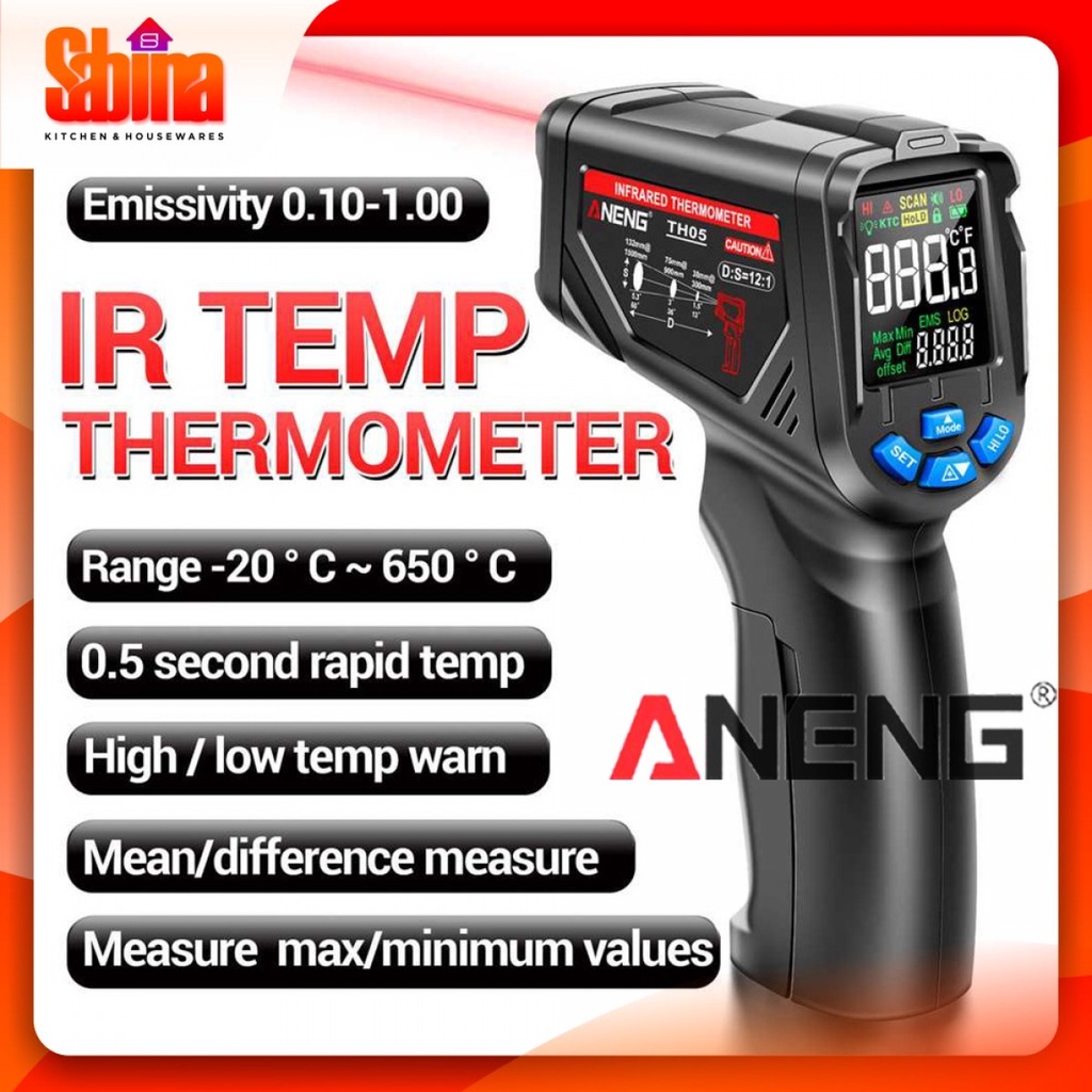 Jual Termometer Infrared Laser Digital Non Contact Alarm Preset LCD ...