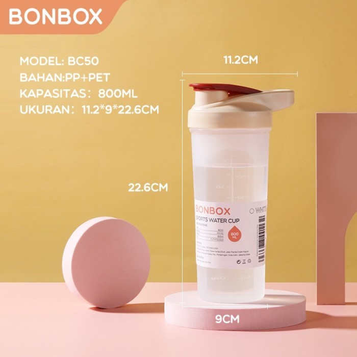 Jual BONBOX Red Shaker Botol Air Olahraga Portable Botol Gym Sport ...