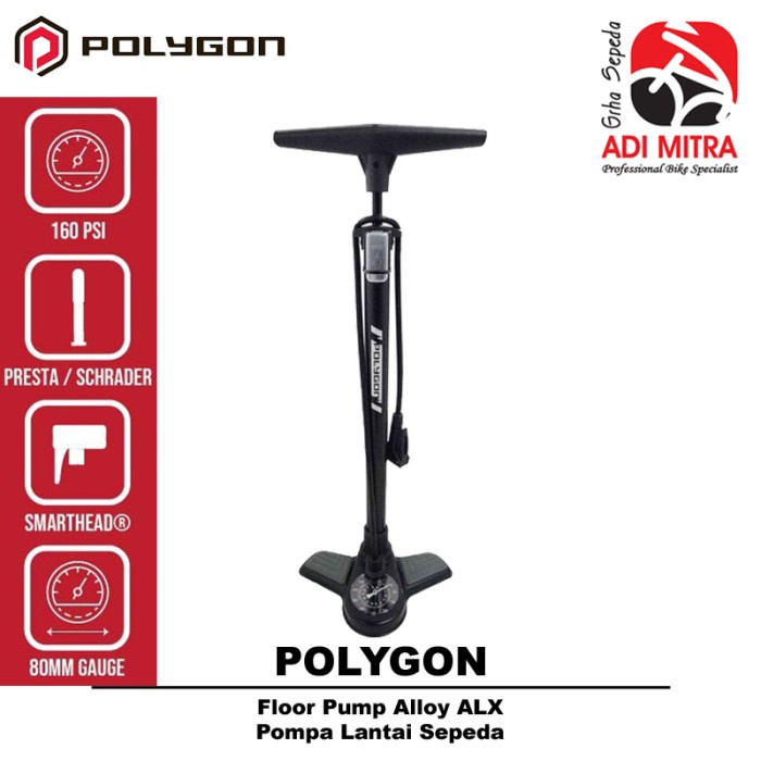 Jual Polygon Floor Pump Alloy ALX Smart Head 160 Psi Pompa Lantai Sepeda | Shopee Indonesia