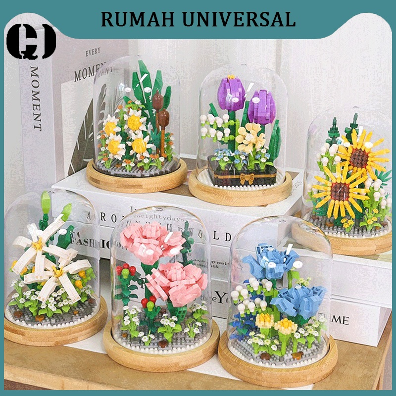 Jual Bunga Blok Mainan Balok DIY Bangunan Buket Bunga Immortal Kotak ...