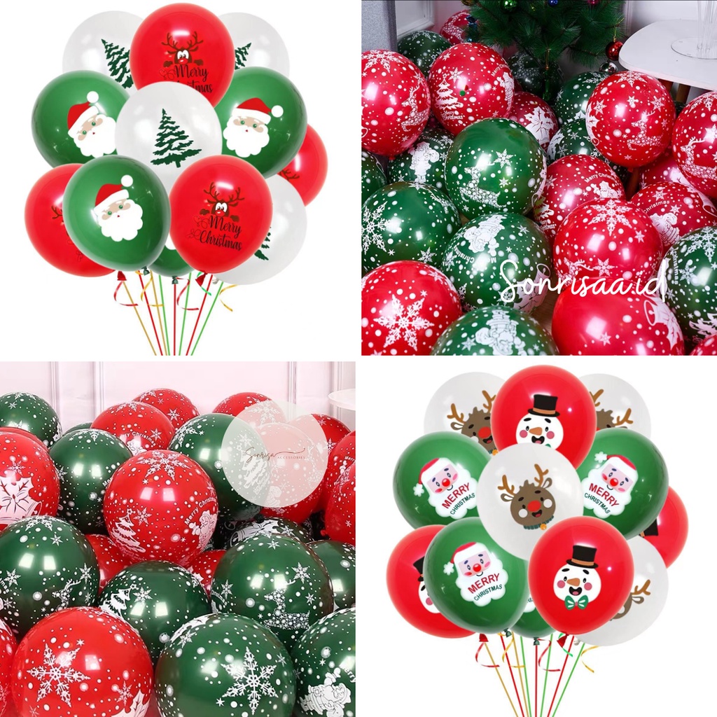 Jual Balon Latex Christmas 12 Inch 30pcs / Paket Balon Latek Natal ...