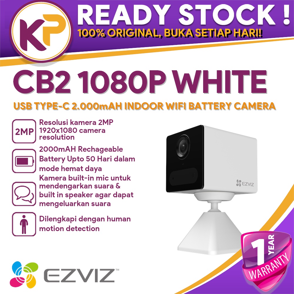 Jual EZVIZ CB2 1080P WHITE USB TYPE-C 2.000MAH INDOOR WIFI BATTERY ...