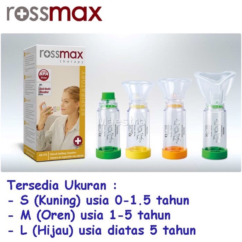 Jual rossmax aerospacer aerochamber AS175 corong asma aero spacer ...