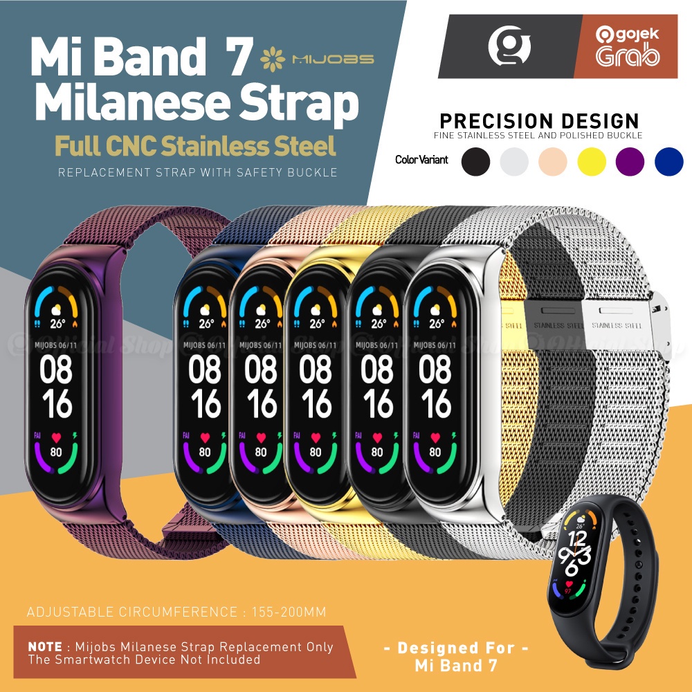 Jual MIJOBS Milan Stainless Steel Strap for Xiaomi Mi Band 7 Magnetic Buckle (Tali Jam MiBand ...