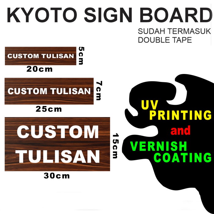 Jual Custom UV Print Wood Sign Board Tulisan Signboard Kyoto Kayu MDF ...