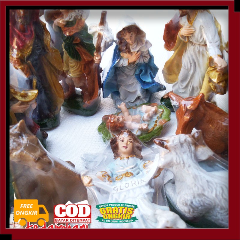 Jual Set Patung Natal 12 cm Keluarga Kudus Yesus Maria Yosef Lentera ...
