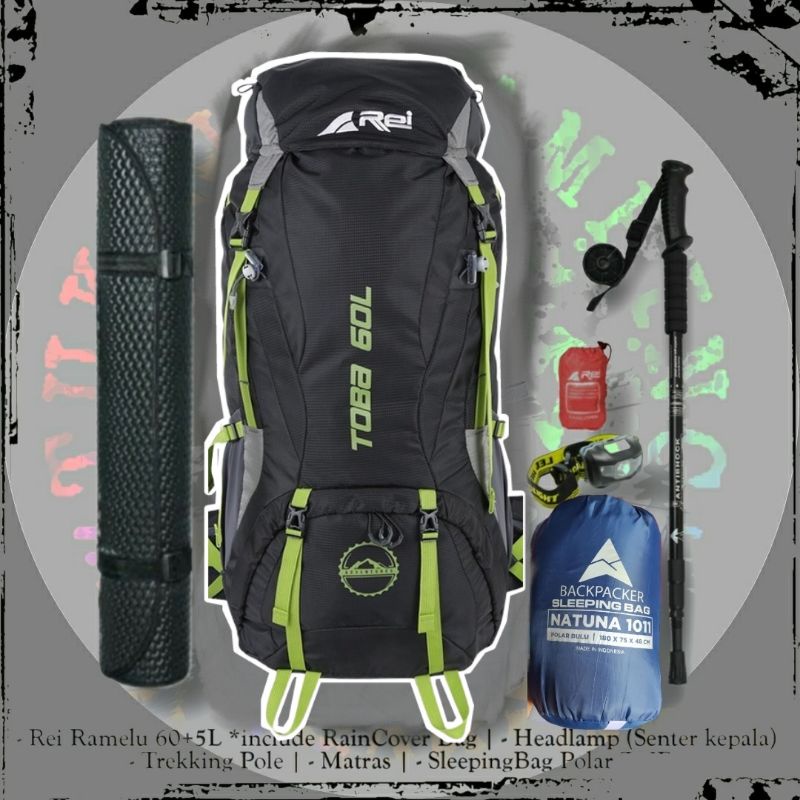 Jual Paket Tas Gunung keril Carrier rei Toba 60L - CARRIER AREI 60 ...