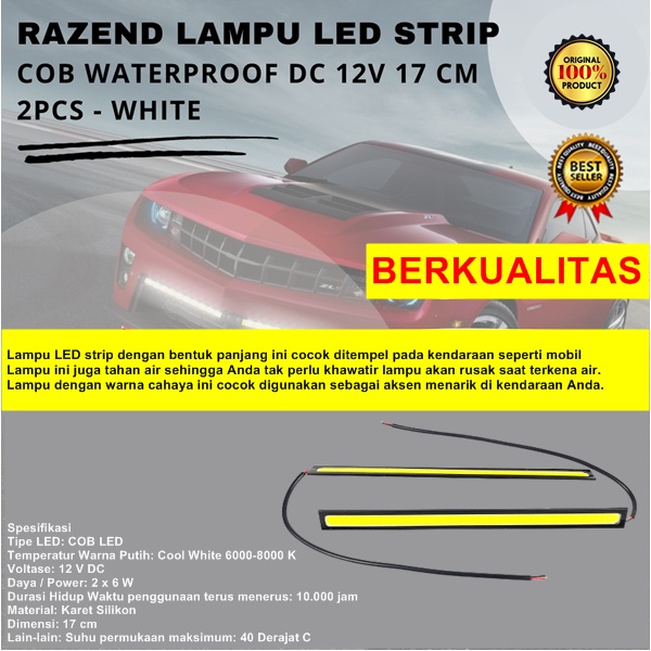Jual Lampu led strip mobil light waterproof lampu led drl cob strip 17 ...