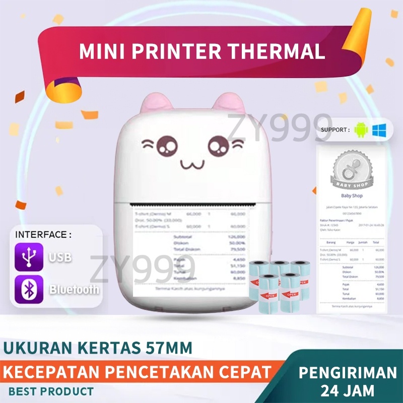 Jual Mini Thermal Printer Bluetooth Printer Portable Tanpa Tinta ...