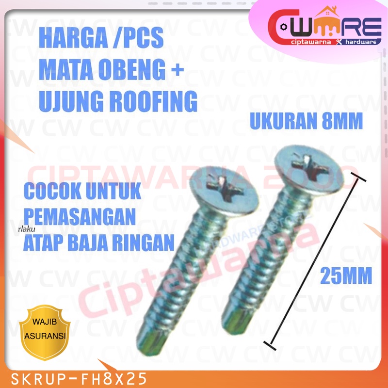 Jual Skrup Sekrup mata Roofing Risplang SDS FH 8 x 25 Baut Baja ringan ...