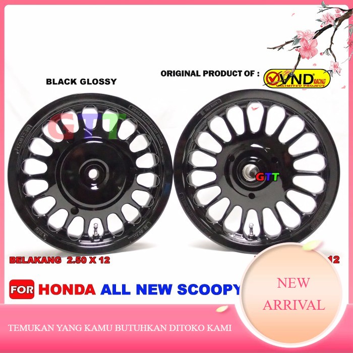 Jual VELG RACING VND ROULLETE RING 12 HONDA ALL NEW SCOOPY FI HITAM GLOSSY | Shopee Indonesia