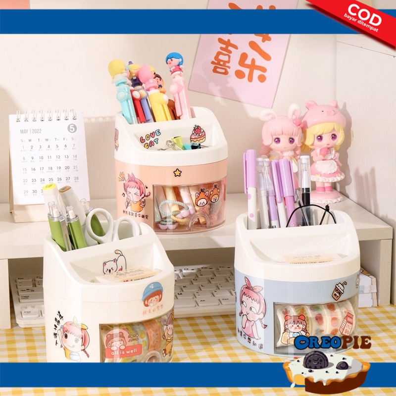 Jual Oreo Pie Tempat Pena dengan Laci Desk Storage Organizer Kotak ...