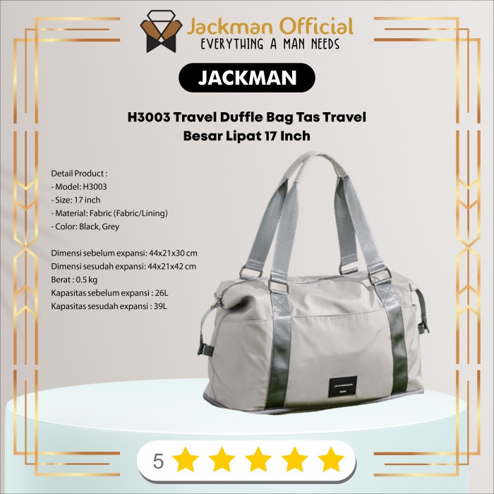 Jual JACKMAN H3003 Travel Duffle Bag Tas Travel Hanbag Besar Lipat 17 ...