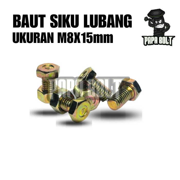 Jual Baut Mur Besi Siku Lubang 8x15 / M8x15 KUNING Kunci 12 | Shopee Indonesia