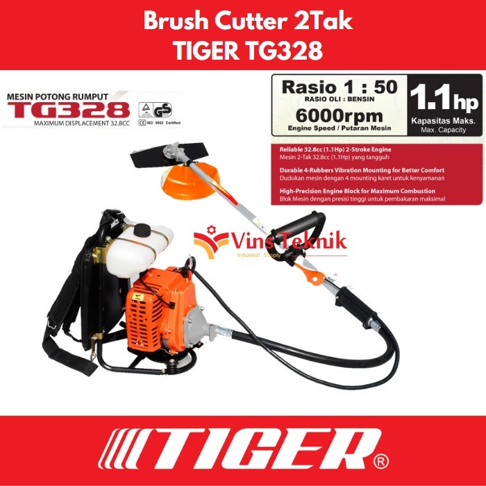 Jual Brush Cutter 2 Tak Mesin Potong Rumput Gendong TG328 TIGER TG 328 ...