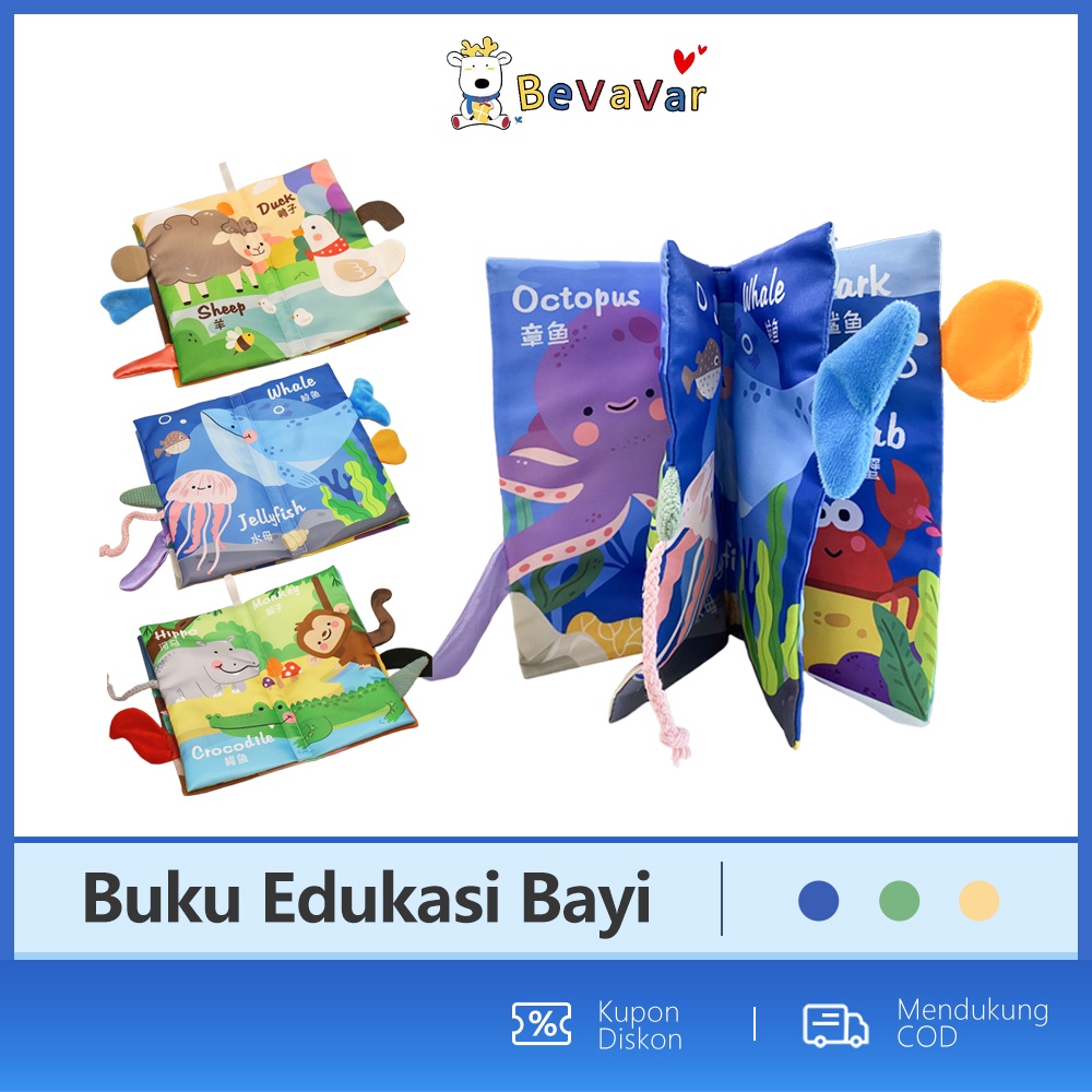 Jual BEVAVAR Buku Kain Edukasi Bayi / Soft Book Newborn / Buku Bantal ...