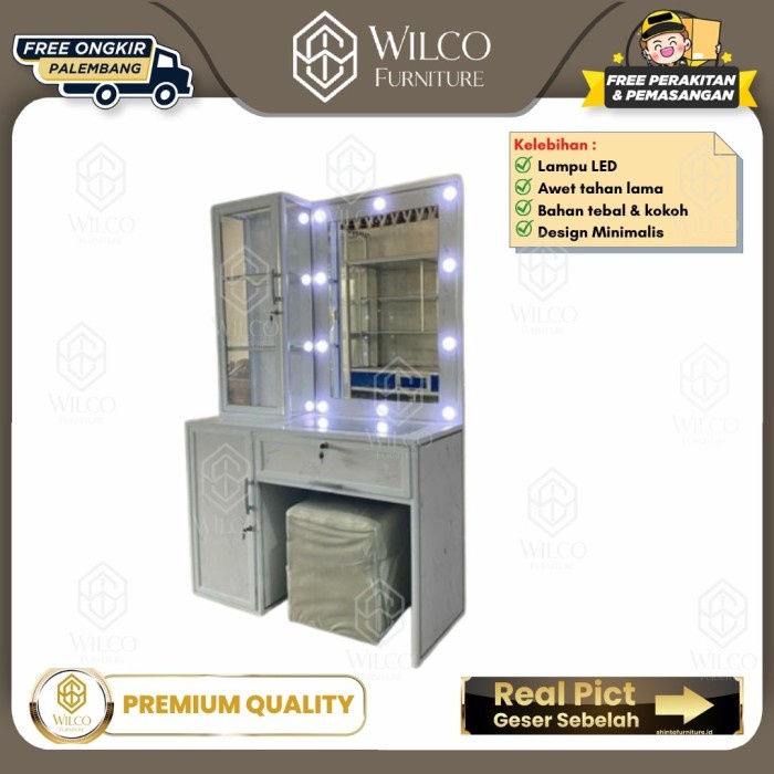 Jual Meja Rias Aluminium LED / Meja Make Up ACP White Aluminium ...