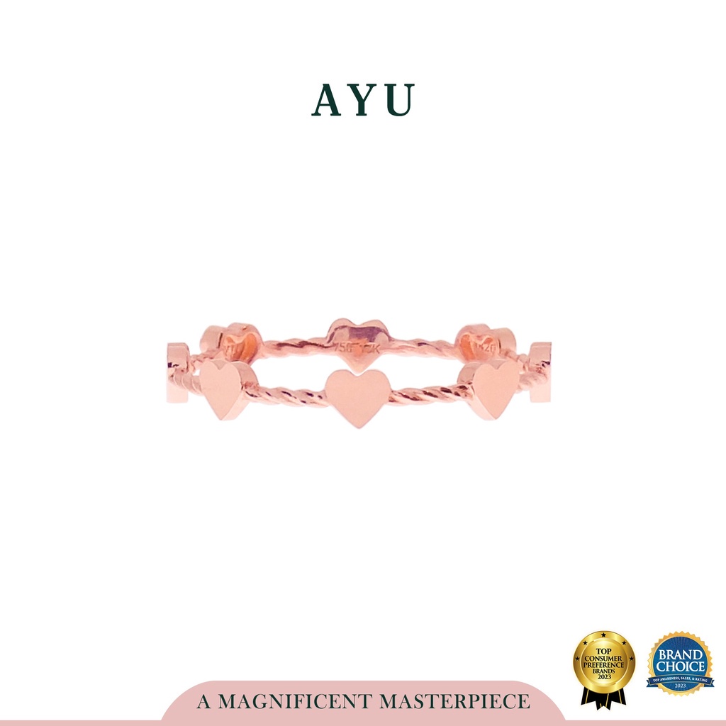 Jual AYU Cincin Emas - Heart Bling With Twist Stack 17k Rose Gold ...