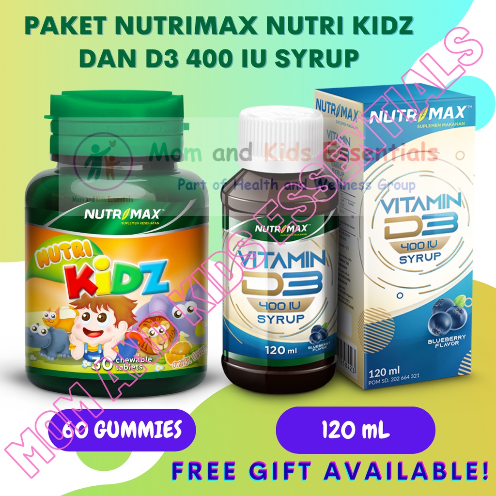 Jual PAKET NUTRIMAX NUTRI KIDZ MULTIVITAMIN 30 TABLET DAN D3 400 IU ...