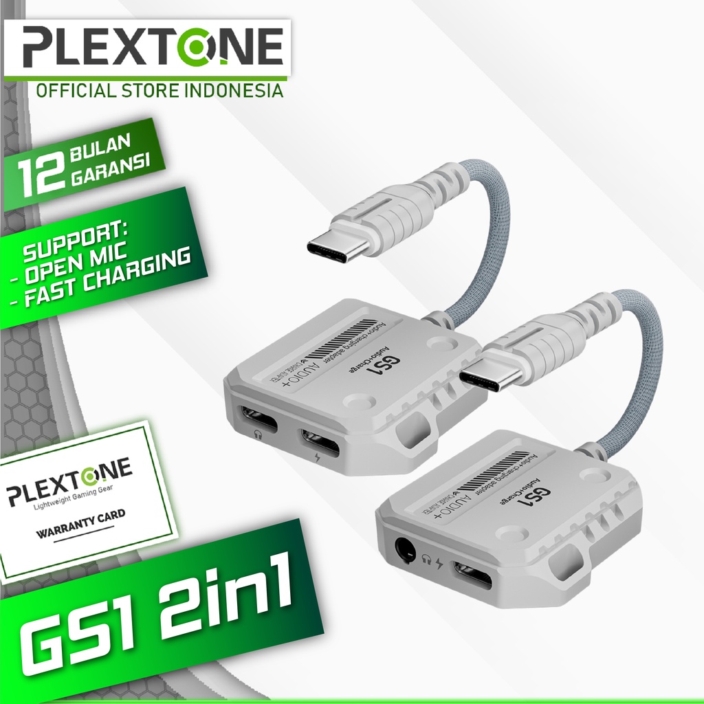 Jual Plextone GS1 2 in 1 60W 3.5mm Type C Gaming Adapter Fast Charging ...
