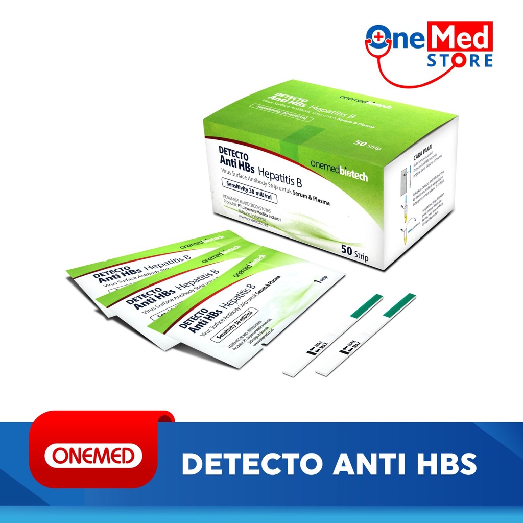 Jual Detecto Anti HbS Hepatitis B HB S Test Strip OneMed Pcs | Shopee ...