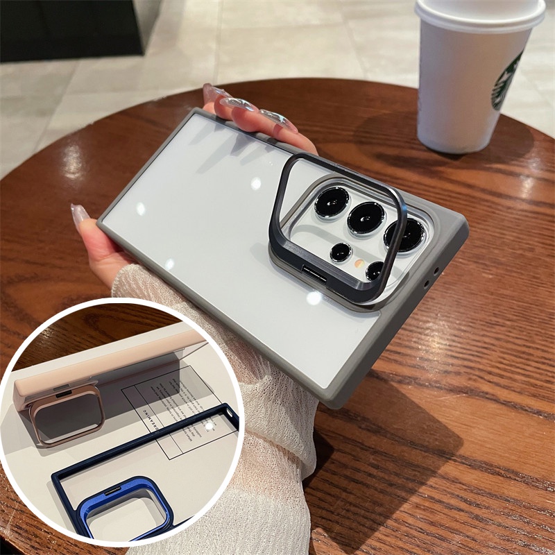 Jual Case S24 Ultra Metal Lens Stand Luxury Shockproof Transparent Hp ...