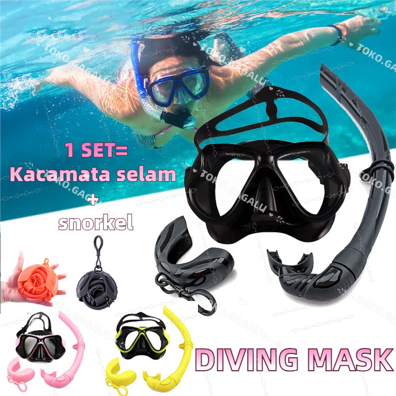 Jual Setelan Jas Snorkel+Kacamata Selam Bingkai Besar Masker Selam ...
