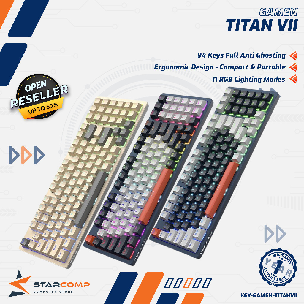 Jual GAMEN TITAN VII Keyboard Mechanical Gamen Titan 7 94 Keys Anti ...