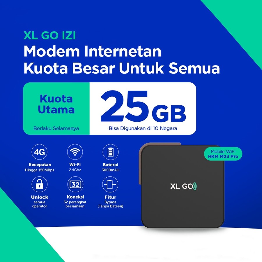 Jual Mifi XL GO IZI Modem Wifi 4G LTE - HKM M23 Pro UNLOCK ALL Operator ...