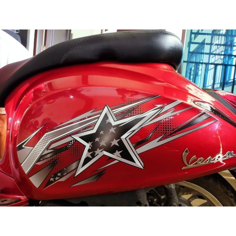 Jual STRIPING STICKER VESPA MATIC SPRINT TRANSPARAN DESAIN STARS SERIES ...