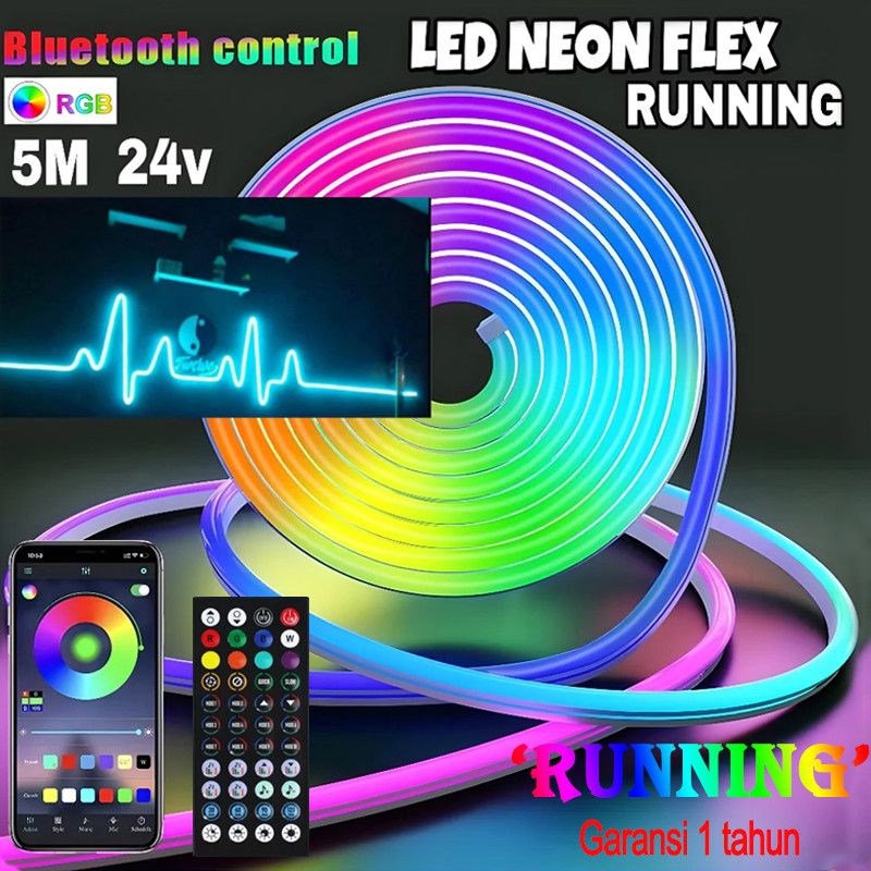 Jual Lampu Neon Flex 5m / 10m LED Neon Flex Running Remote Lampu Strip ...