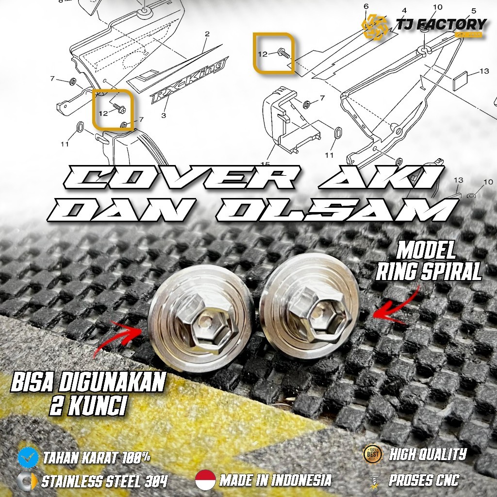 Jual 1 Set Baut Tutup Cover Box Aki RX King RX K Stainless CNC 2 Kunci ...