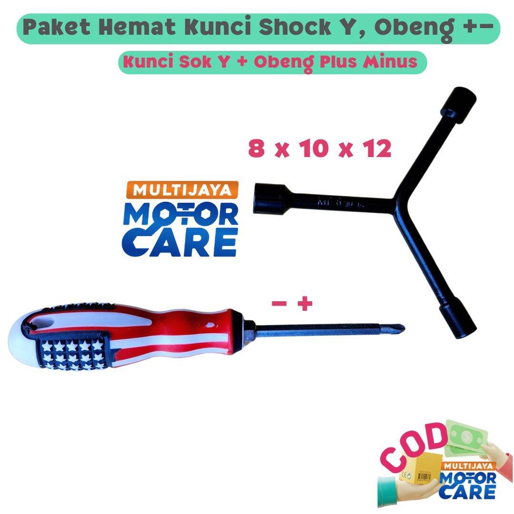 Jual Paket Lengkap Kunci L + Obeng Plus Minus + Kunci Shock Y 8 10 12 ...