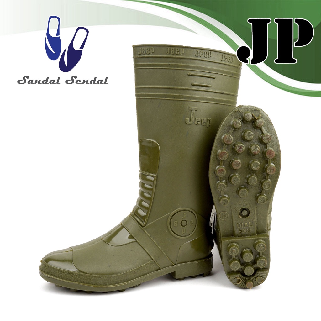 Jual Sepatu Boot Tinggi JP 8002 Hijau Jeep Karet Lokal Lentur Ringan ...