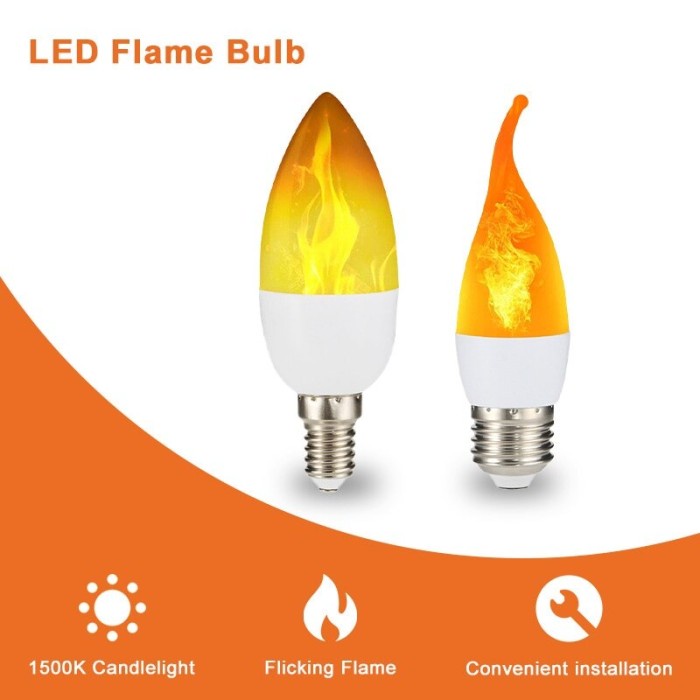Jual Lampu Bohlam LED Model Api Flickering Candle Light Warm White 3W ...