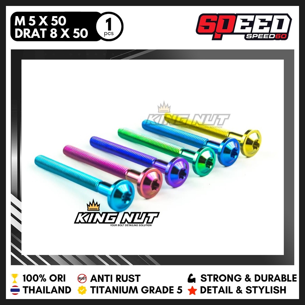 Jual Baut M 5 x 50 Drat 8 x 50 Baut Titanium Grade 5 Probolt Thailand ...
