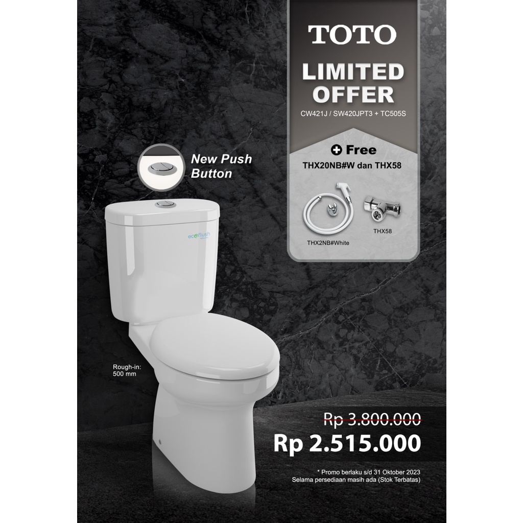 Jual Paket closet TOTO CW421 new button | Shopee Indonesia