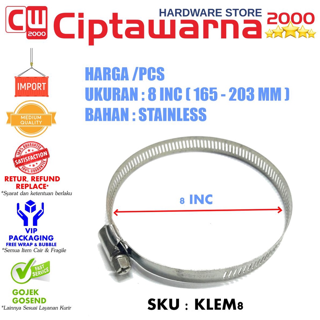 Jual klem selang pipa hose clamp sambungan pipa exhaust ke selang 8 ...