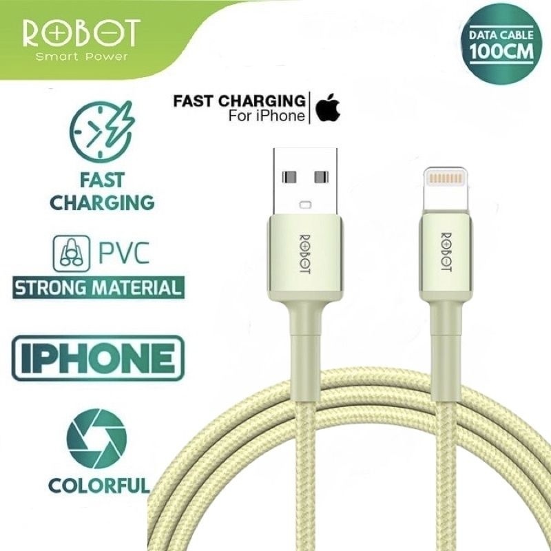 Jual ROBOT KABEL DATA IPHONE USB LIGHTNING FAST CHARGING 2.4A FOR ...