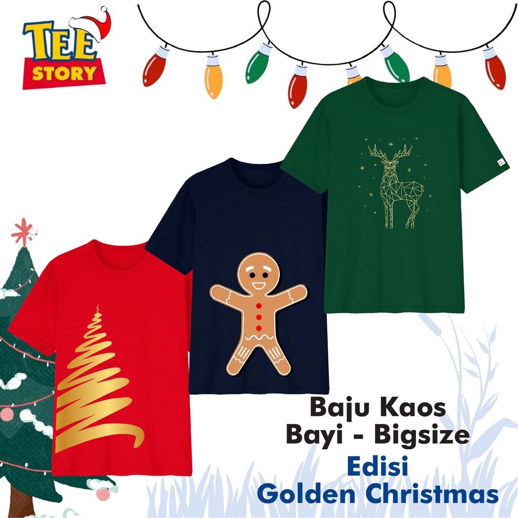 Jual Baju Kaos Natal Seri Christmas Golden Tree And Deer Size Bayi Anak ...