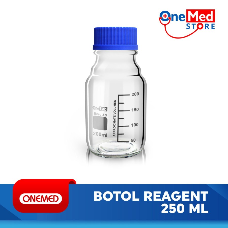Jual ONEMED Botol Reagen Reagent Bottle With Blue Cap 250 Ml OOF ...