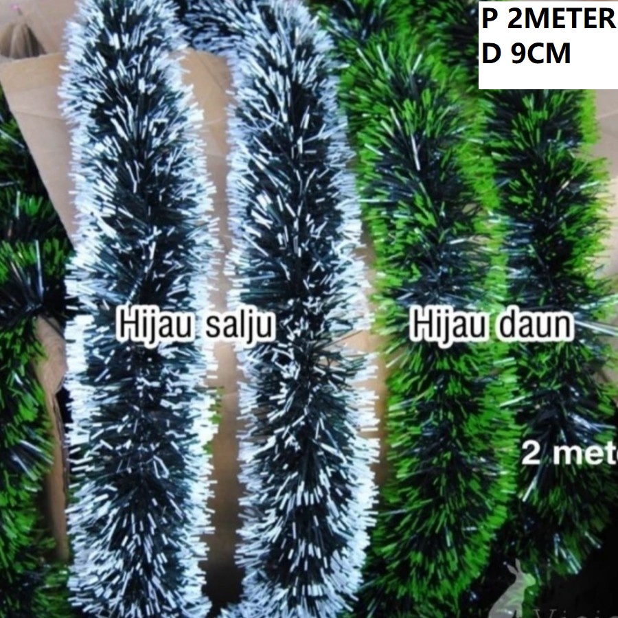 Jual 2 Meter x 9cm Tinsel Slinger Salju Rumbai Gaba gaba Bulat Tebal ...