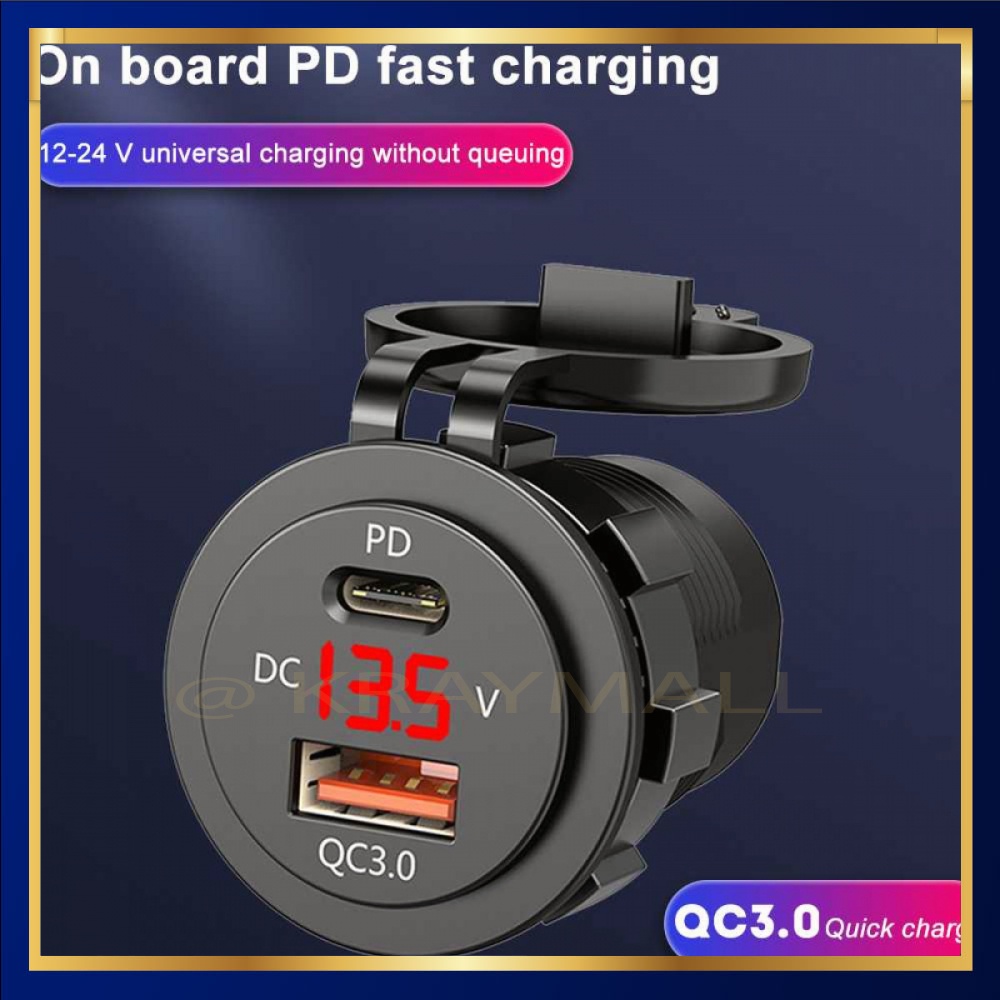 Jual Charger Mobil Dual USB QC 3.0 Type C PD DIY - W12V | Shopee Indonesia