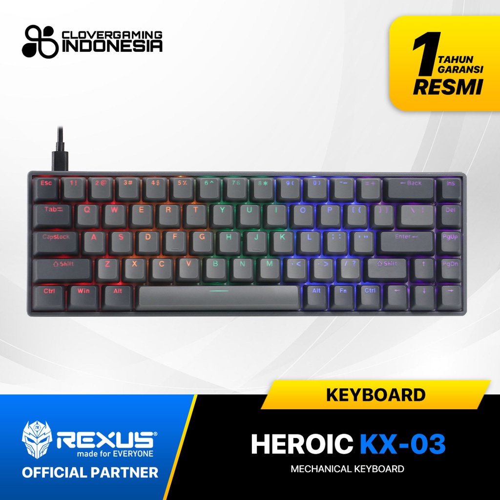 Jual Rexus KX3 KX-3 Heroic Series RGB Gaming Mechanical Keyboard 68 Keys KX 3 | Shopee Indonesia