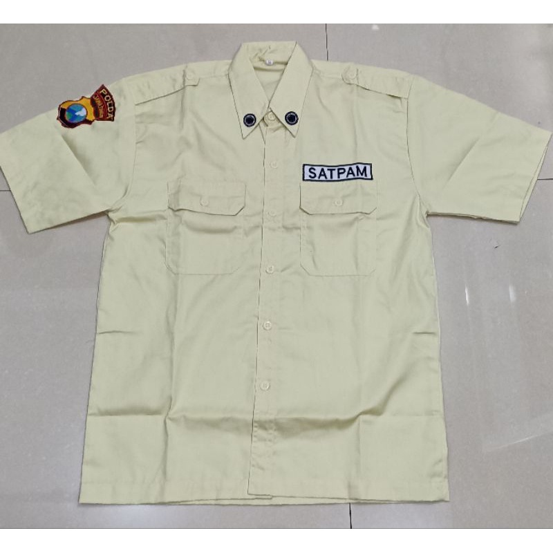 Jual BAJU SERAGAM SATPAM TERBARU PDH SATPAM KREM CREAM LENGAN PENDEK ...