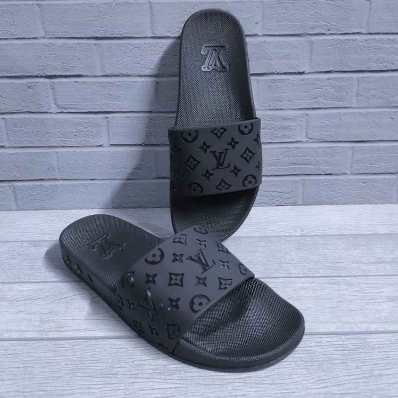 Jual Sandal Pria Slip On / Sendal Wanita Slop / Slide Hitam / Abu- Abu ...